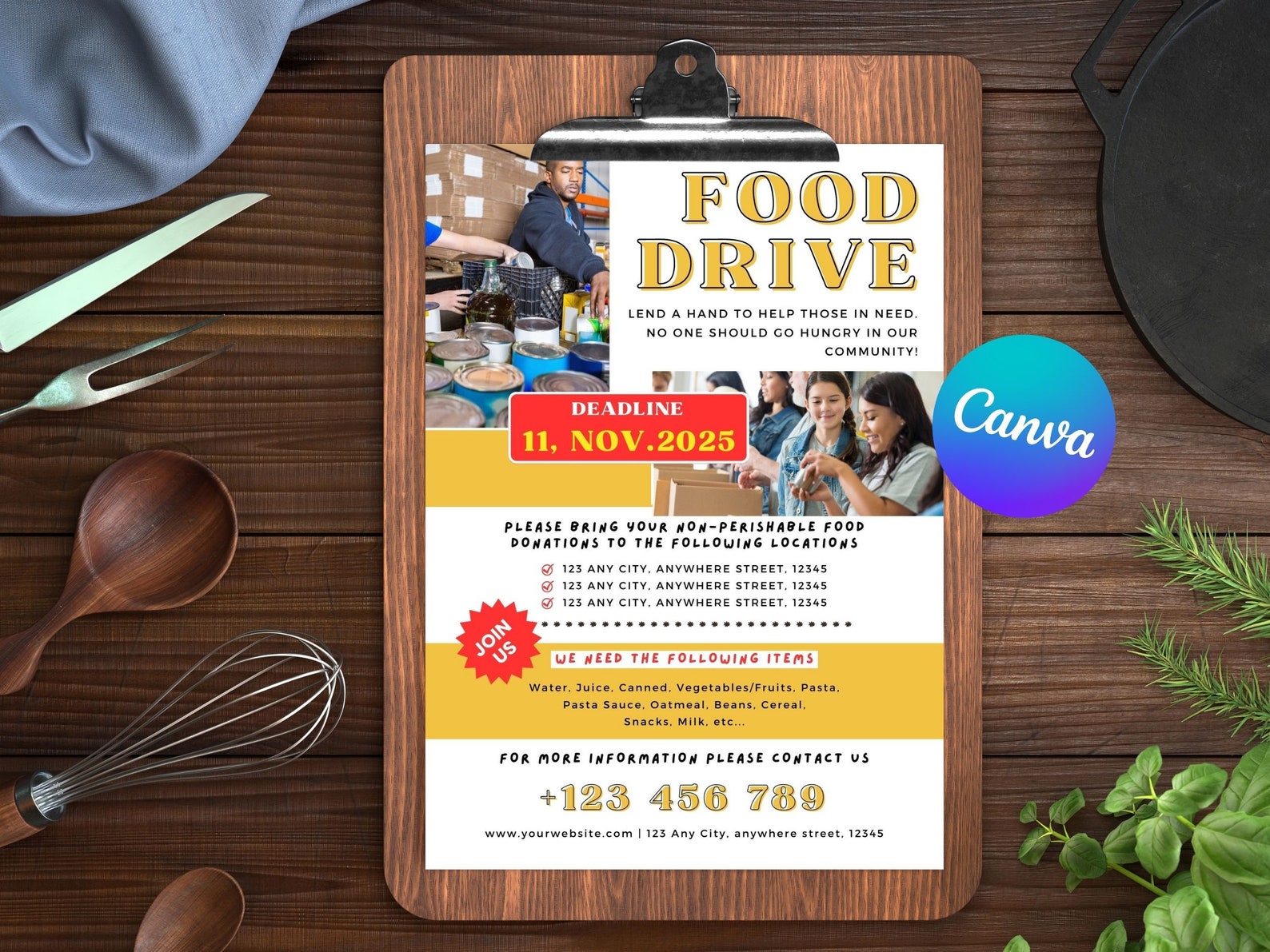 Printable Food Drive Flyer Template, Food Drive Flyer, Food Flyer ...