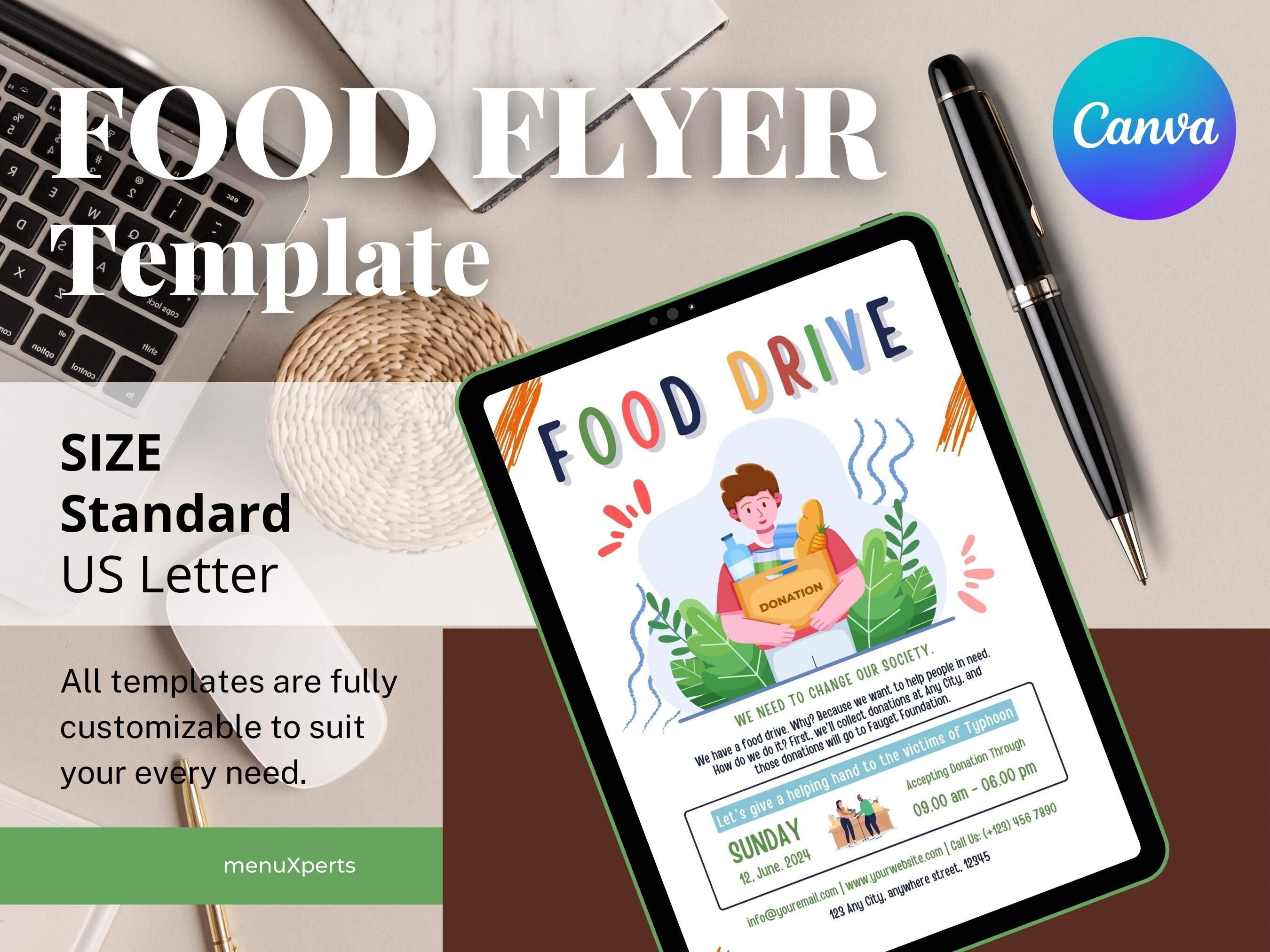 Editable Food Drive Flyer Template Food Flyer Template - Etsy