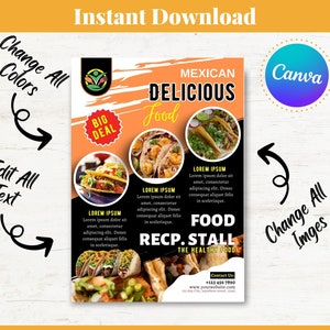 Mexican Food Flyer, DIY Canva Mexican Food Flyer Template, Editable US ...