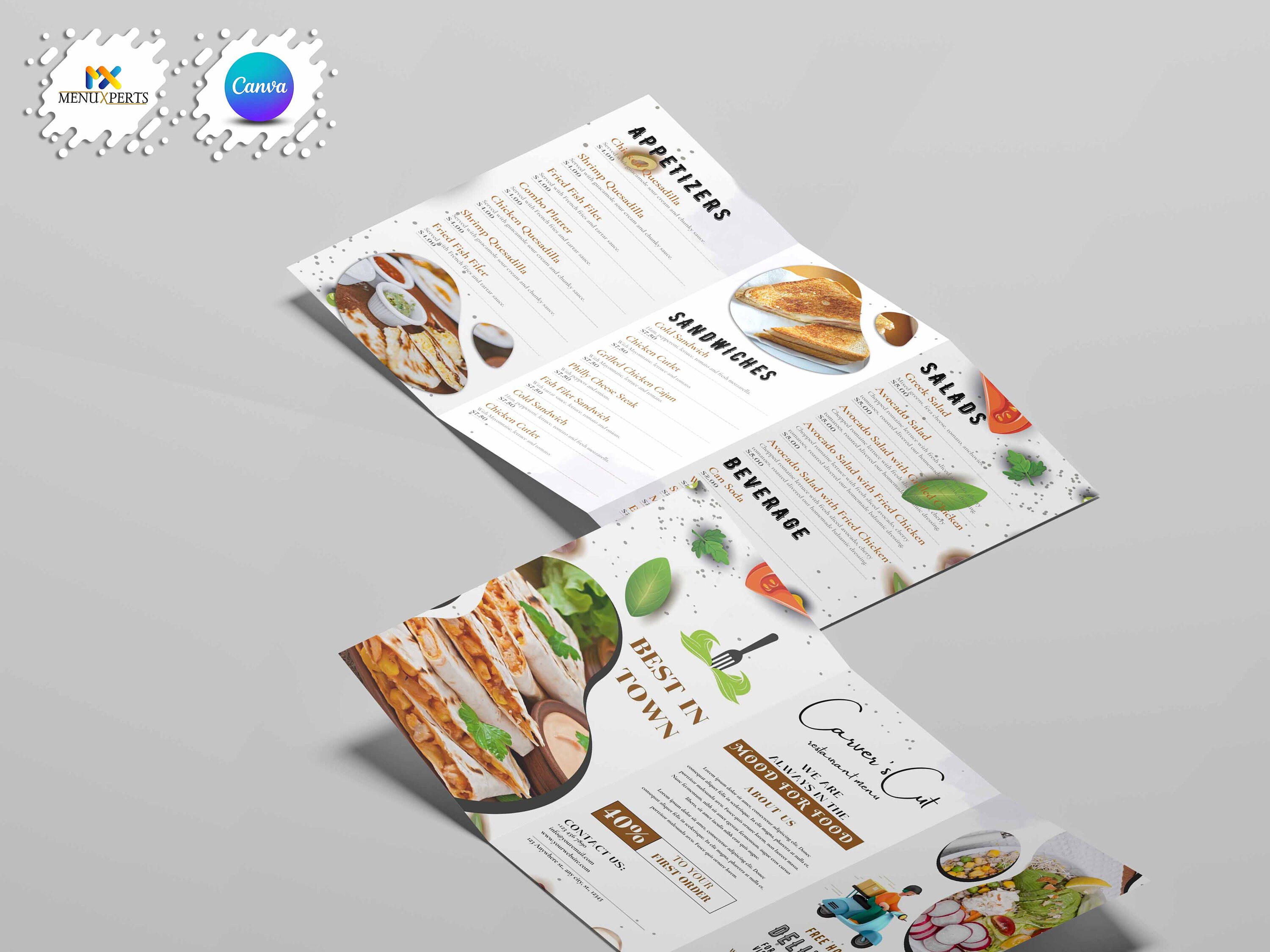 Carvers Cut Restaurant Menu Template Modern Restaurant Menu Template ...