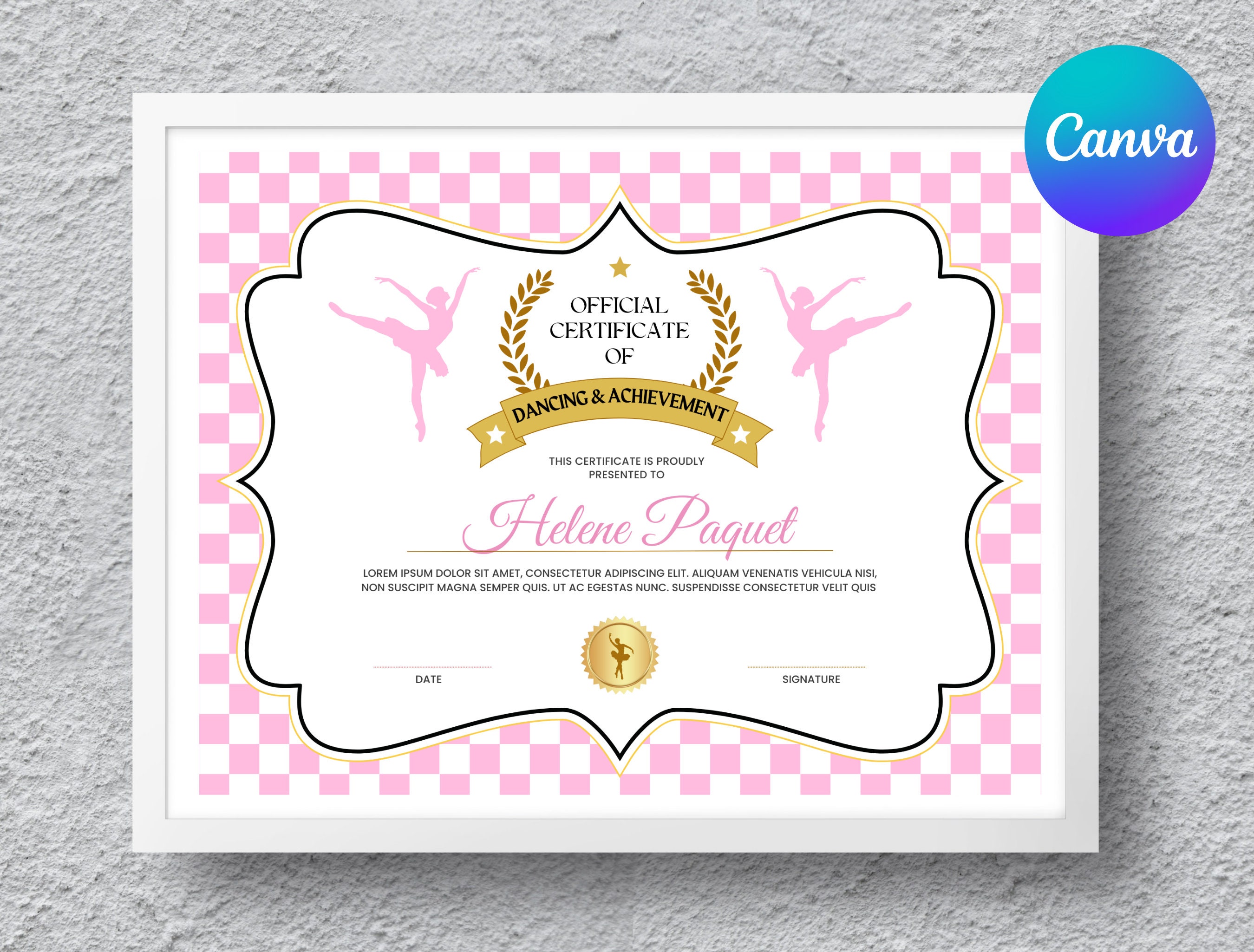 Editable Dancer Certificate Instant Download, Dancing Award, Dancer ...