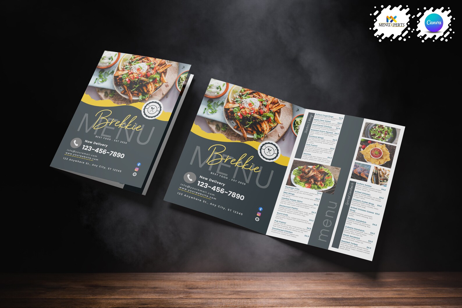 Restaurant Menu Template, Bi Fold Canva Menu Template, Bi Fold ...