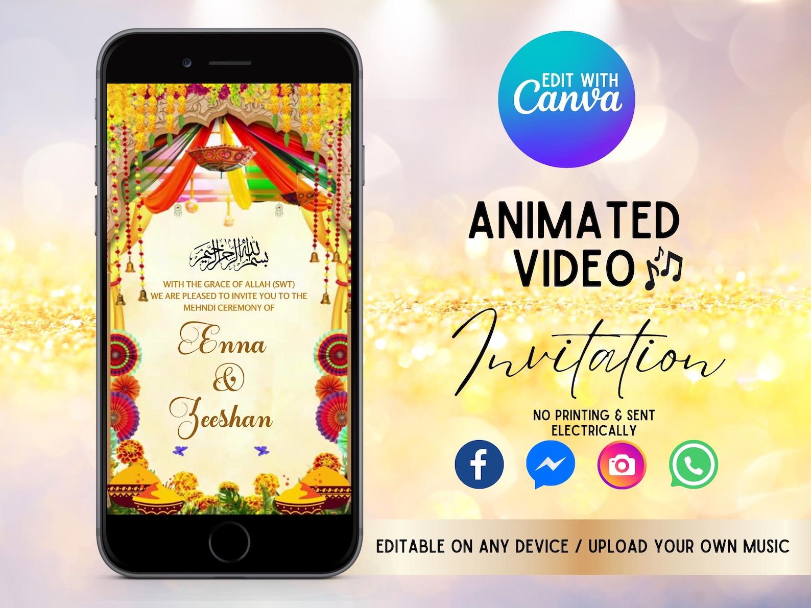 Animated Henna Video Invitation, Henna Video Invite, Mehndi Video ...
