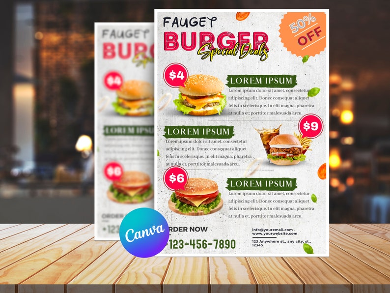 Food Flyer Template, Food Menu Flyer Template for Canva, Food Flyer ...