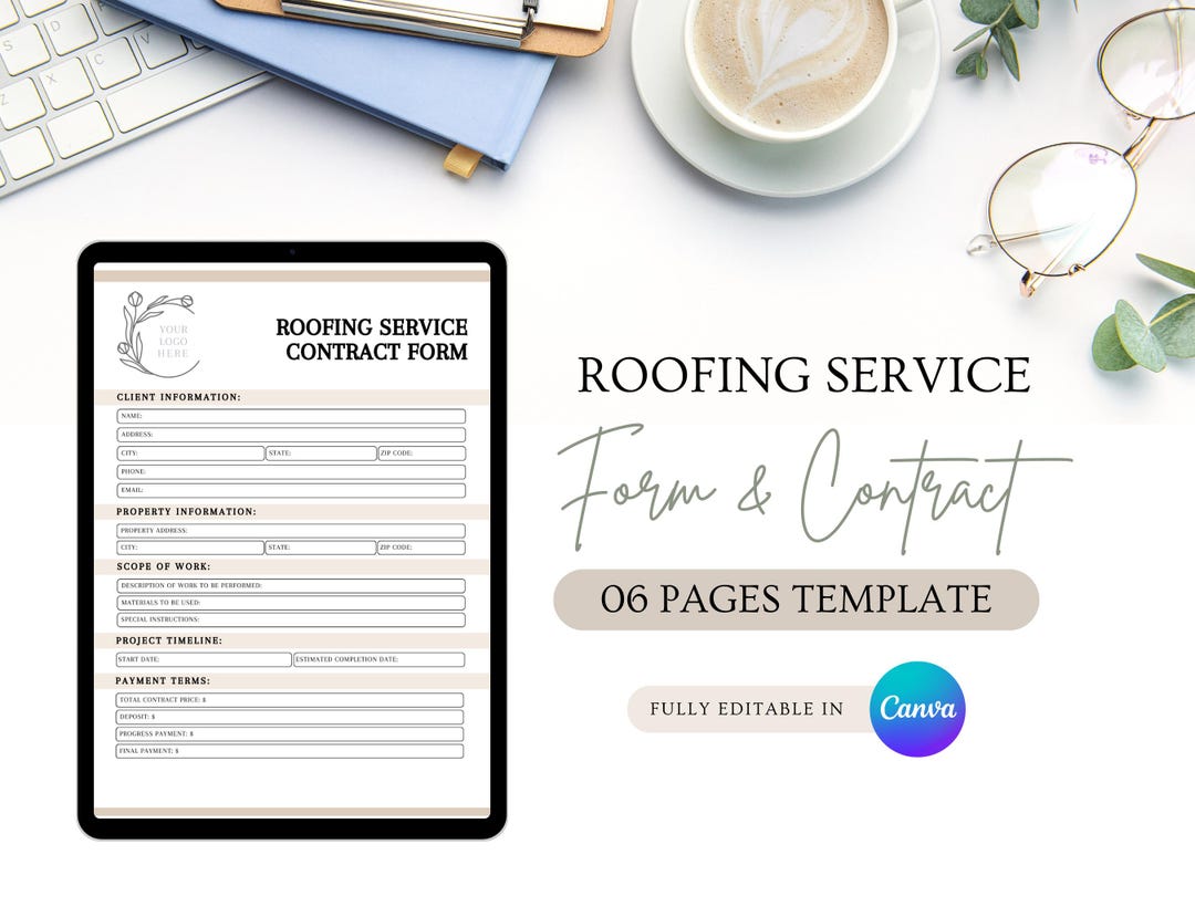 Editable Roofing Contract Agreement, Roof Replacement Contract, Roofing ...