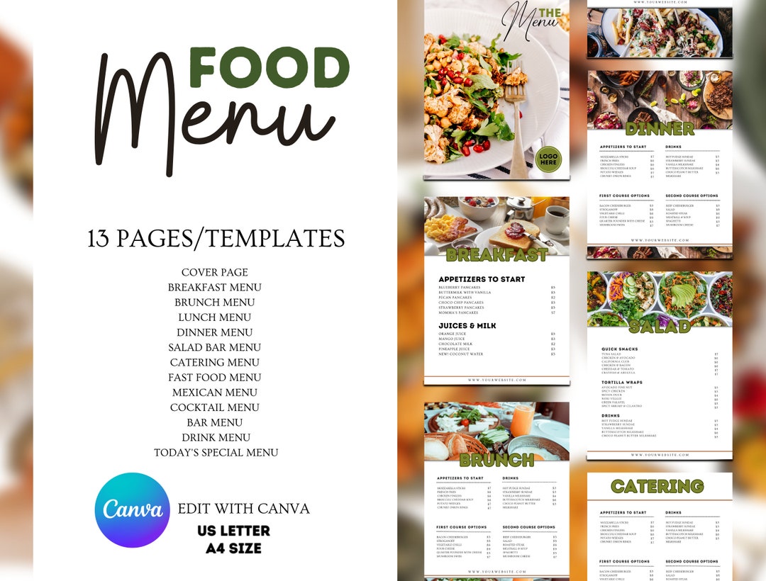 Food Menu Bundle Template, Food Menu Bundle, Food Menu Templates, Food ...