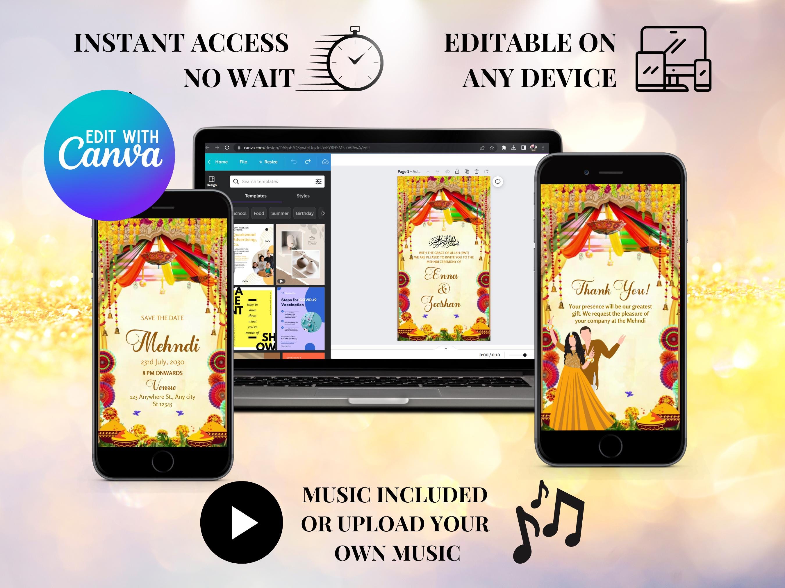 Animated Henna Video Invitation, Henna Video Invite, Mehndi Video ...