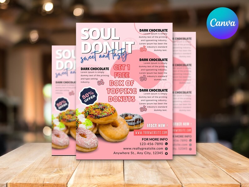 Donut Flyer Template, Doughnut Business Flyer, Baking Dessert Flyer ...