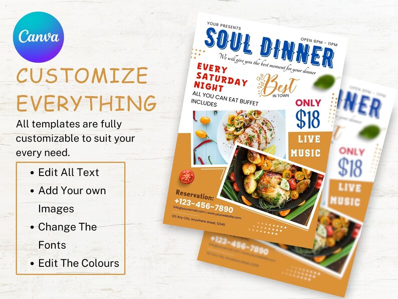 Soul Food Dinner Sale Flyer Template Editable Flyer Template - Etsy