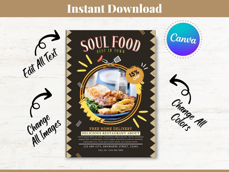 Soul Food Flyer, Soul Food Menu, Dinner Menu, Dinner Special Flyer ...