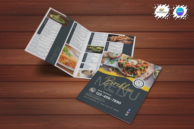 Restaurant Menu Template, Bi Fold Canva Menu Template, Bi Fold ...