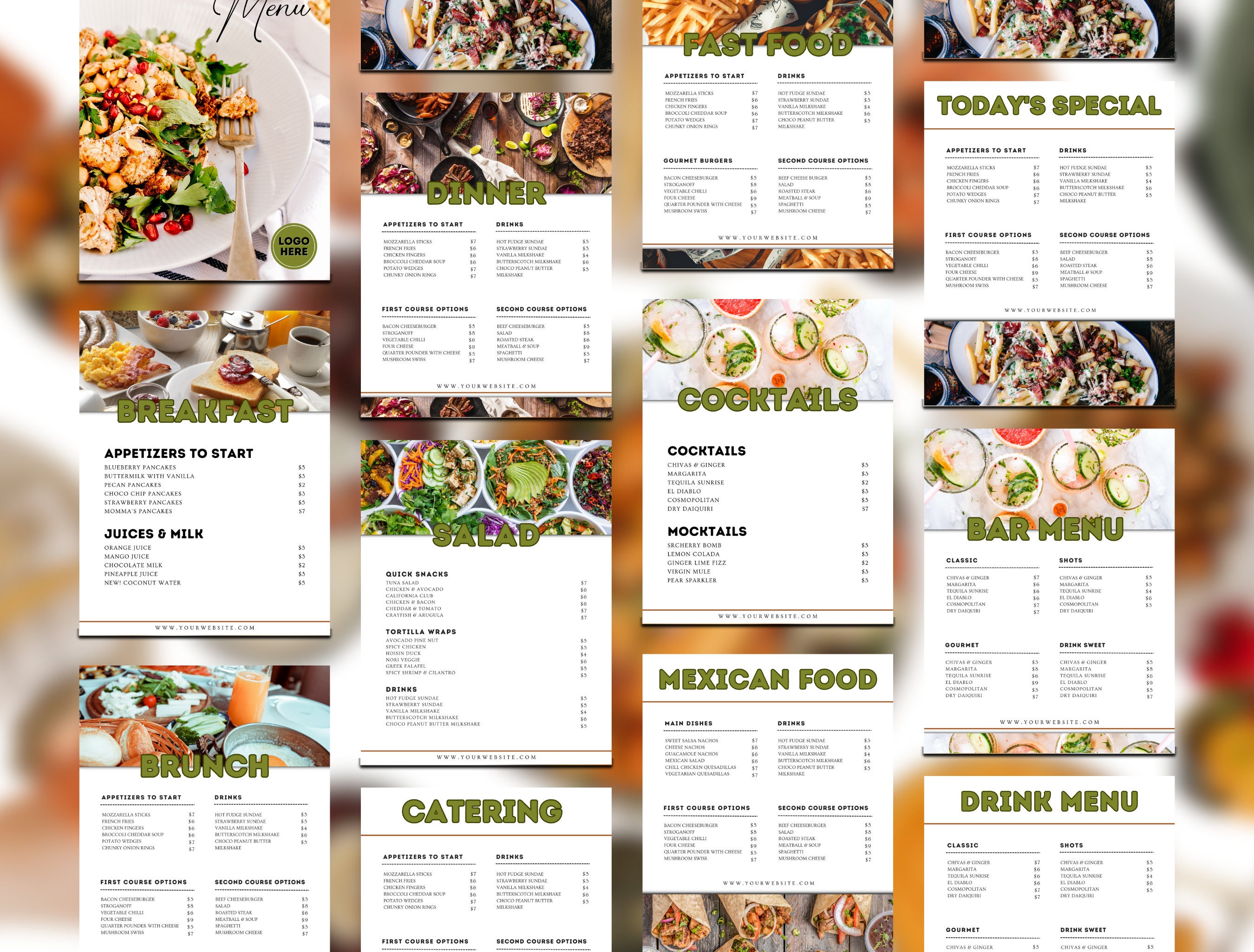 Food Menu Bundle Template, Food Menu Bundle, Food Menu Templates, Food ...