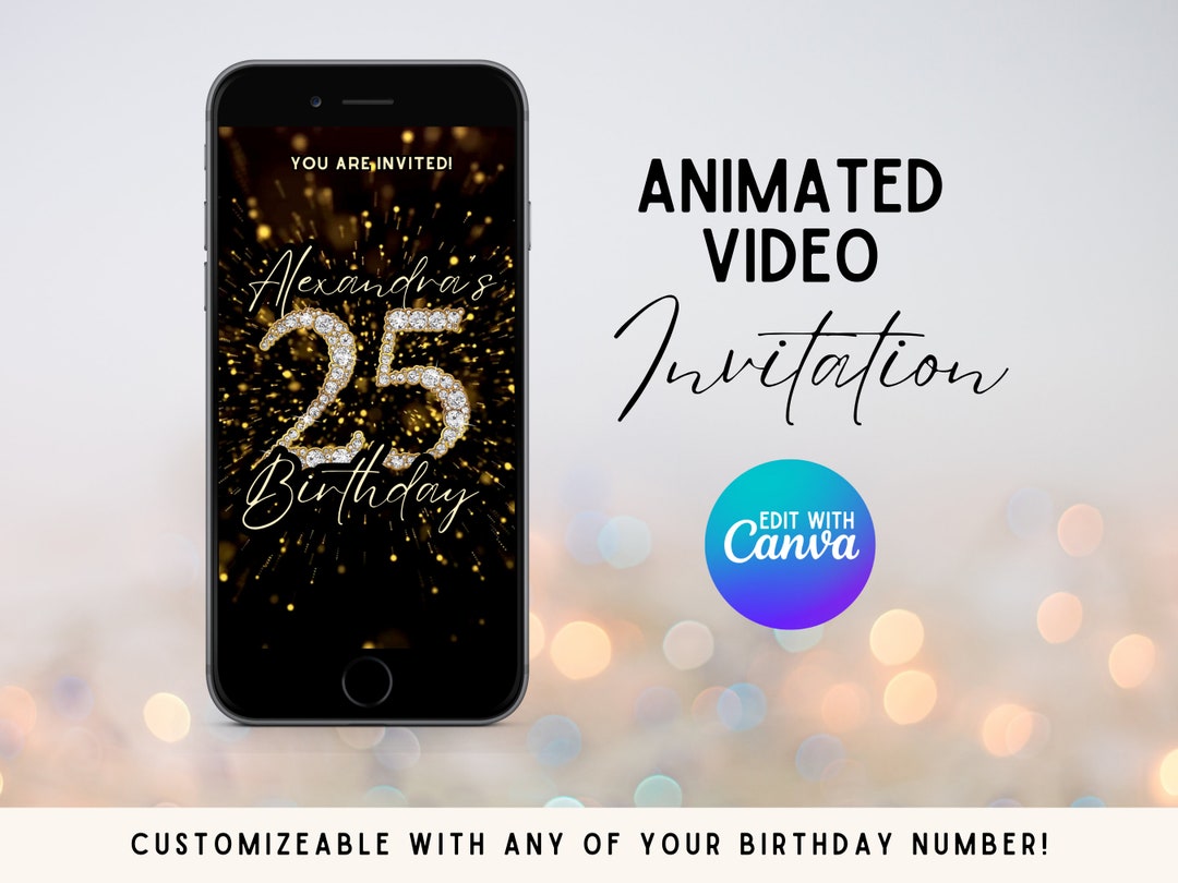 Animated 25thbirthday Party Invitation, Video Mobile Birthday ...