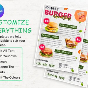 Food Flyer Template, Food Menu Flyer Template for Canva, Food Flyer ...
