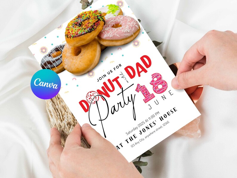 Donuts With Dad Father's Day Invitation, Father's Day Donut Party, 4x6 ...