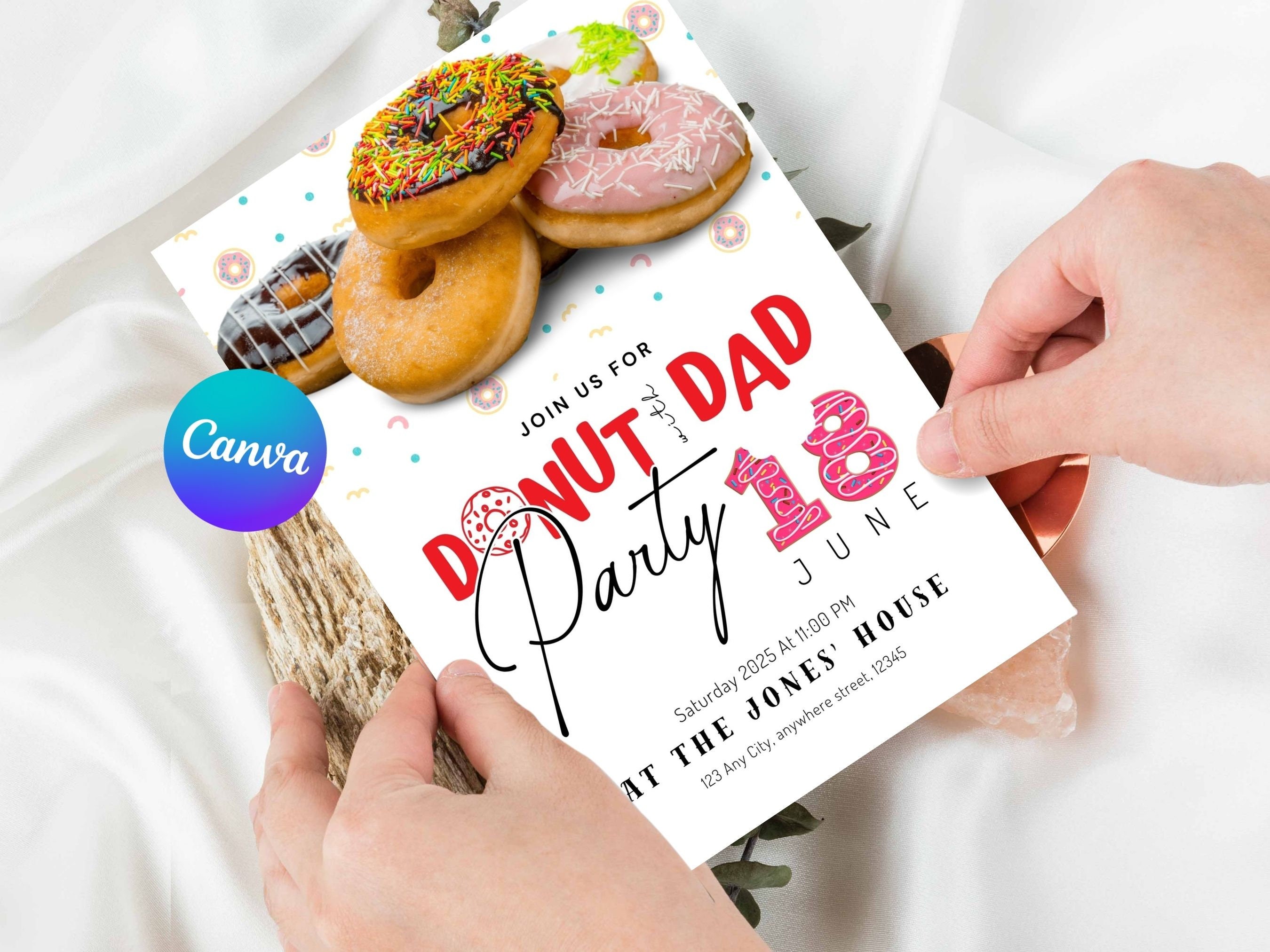 Donuts With Dad Father's Day Invitation, Father's Day Donut Party, 4x6 ...