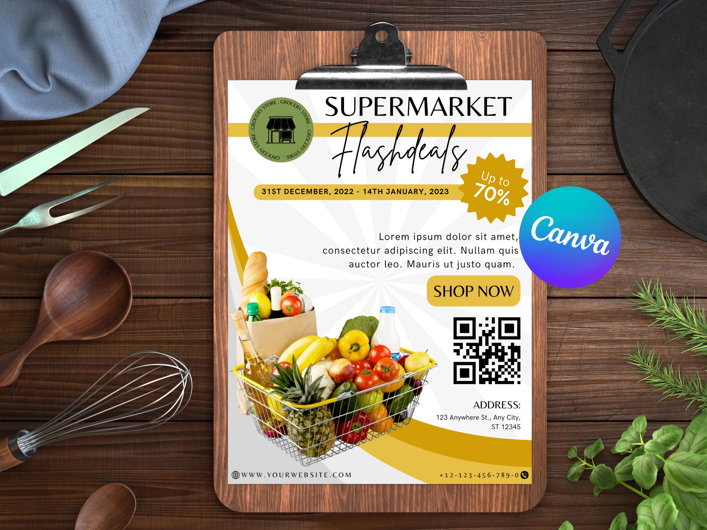 Grocery Store Flyer, Supermarket Flyer, Diy Canva Grocery Store Flyer ...
