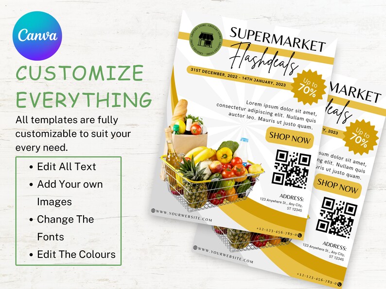 Grocery Store Flyer, Supermarket Flyer, Diy Canva Grocery Store Flyer ...