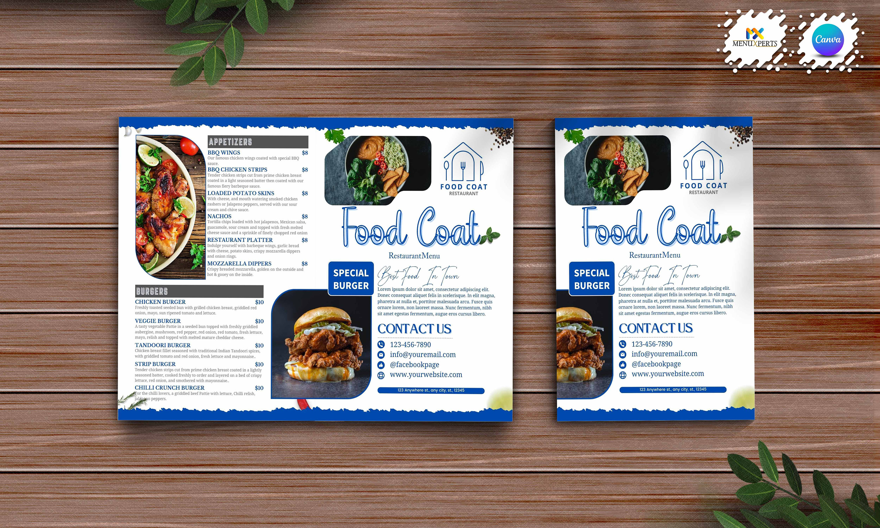 Food Coat Restaurant Menu Bi-fold Template Restaurant Menu Template ...