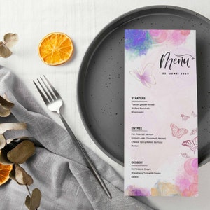 Butterfly Wedding Menu Template Wedding Planning Canva Menu Minimal ...