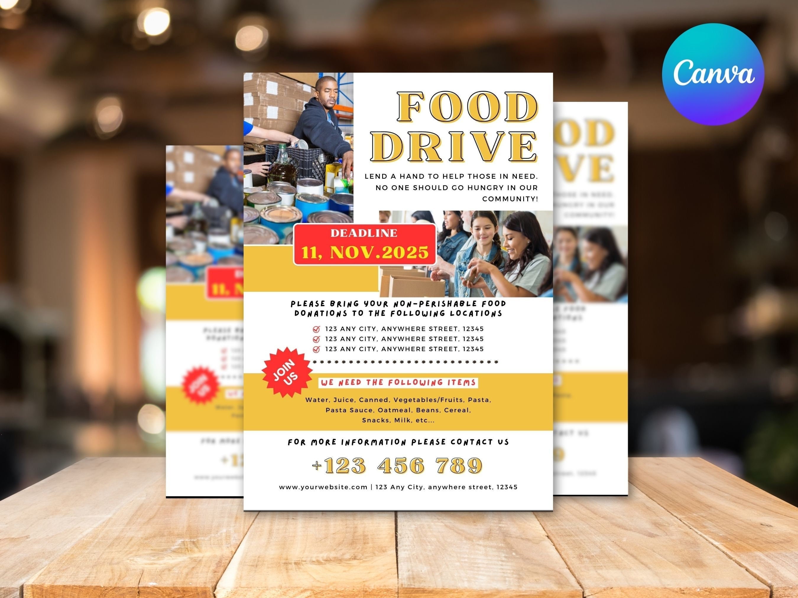 Printable Food Drive Flyer Template, Food Drive Flyer, Food Flyer ...