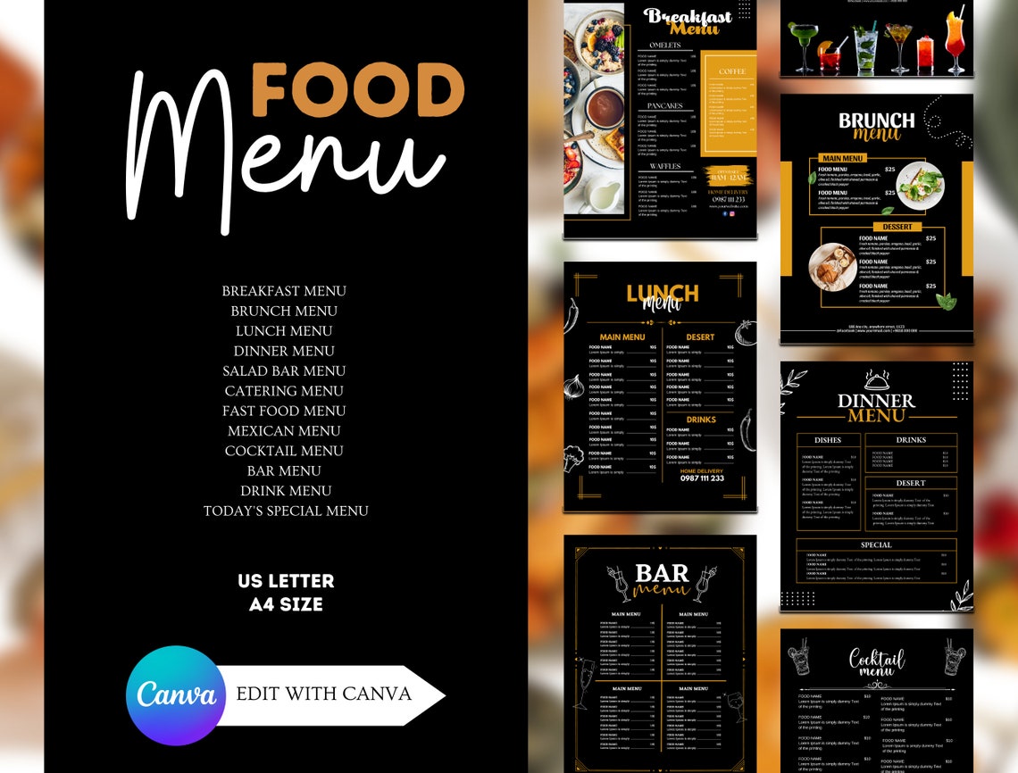 Food Menu Bundle Template, Food Menu Bundle, Food Menu Templates, Food ...