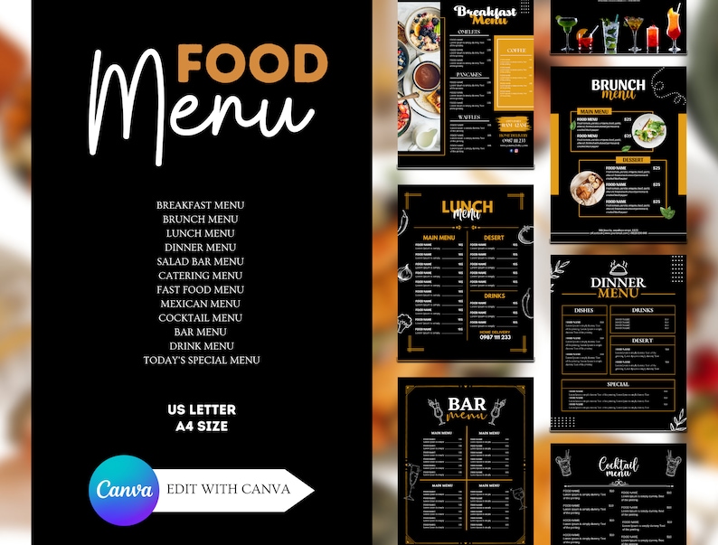 Food Menu Bundle Template, Food Menu Bundle, Food Menu Templates, Food ...