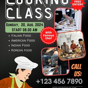 Cooking Class Food Flyer, DIY Canva Cooking Class Flyer Template ...