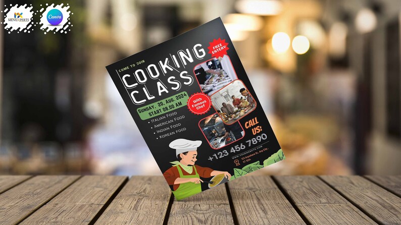 Cooking Class Food Flyer, DIY Canva Cooking Class Flyer Template ...