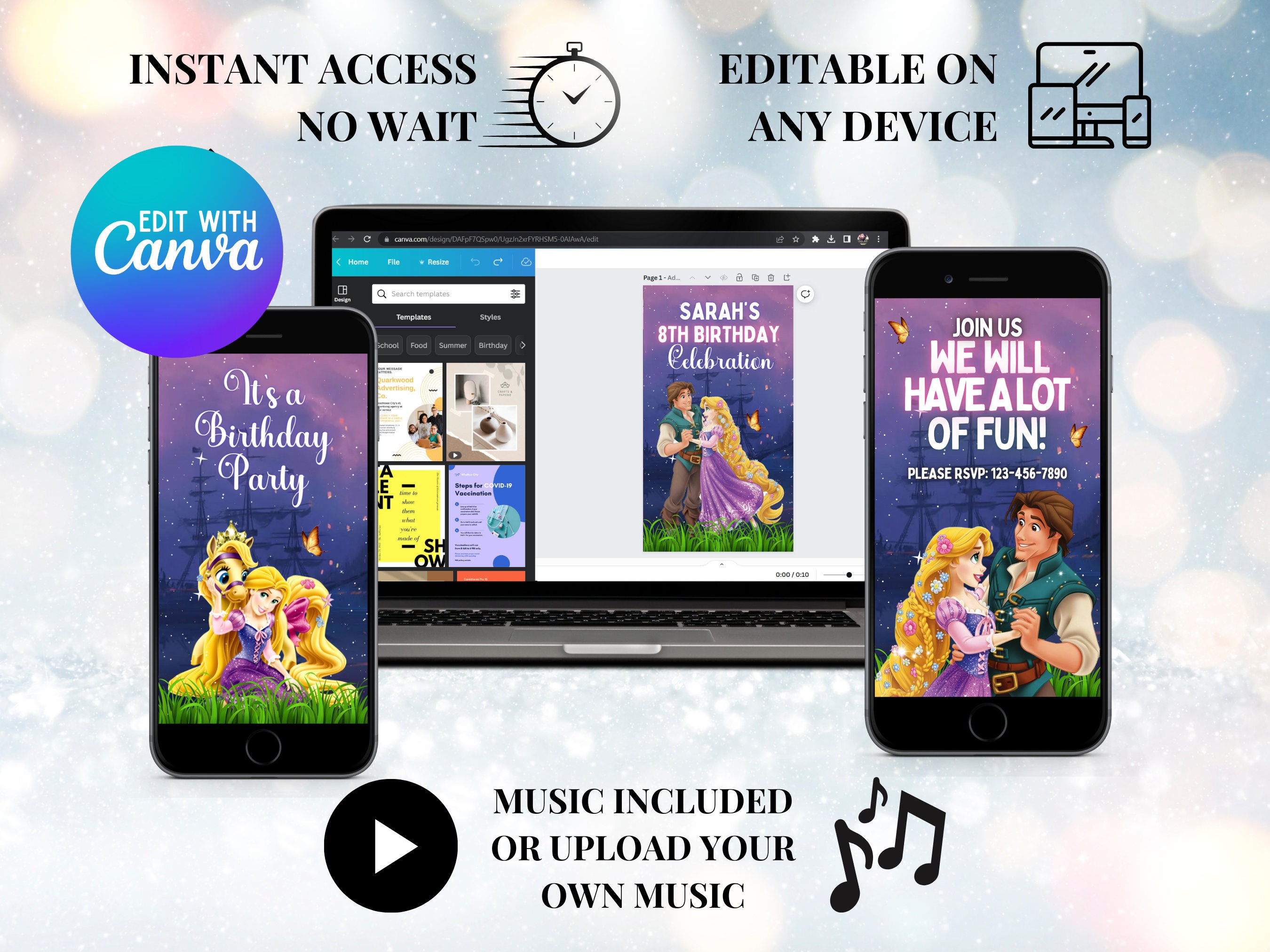 Tangled Animated Invitation, Tangled Invite, Tangled Party Invite, Tangled Invitation, Tangled ...