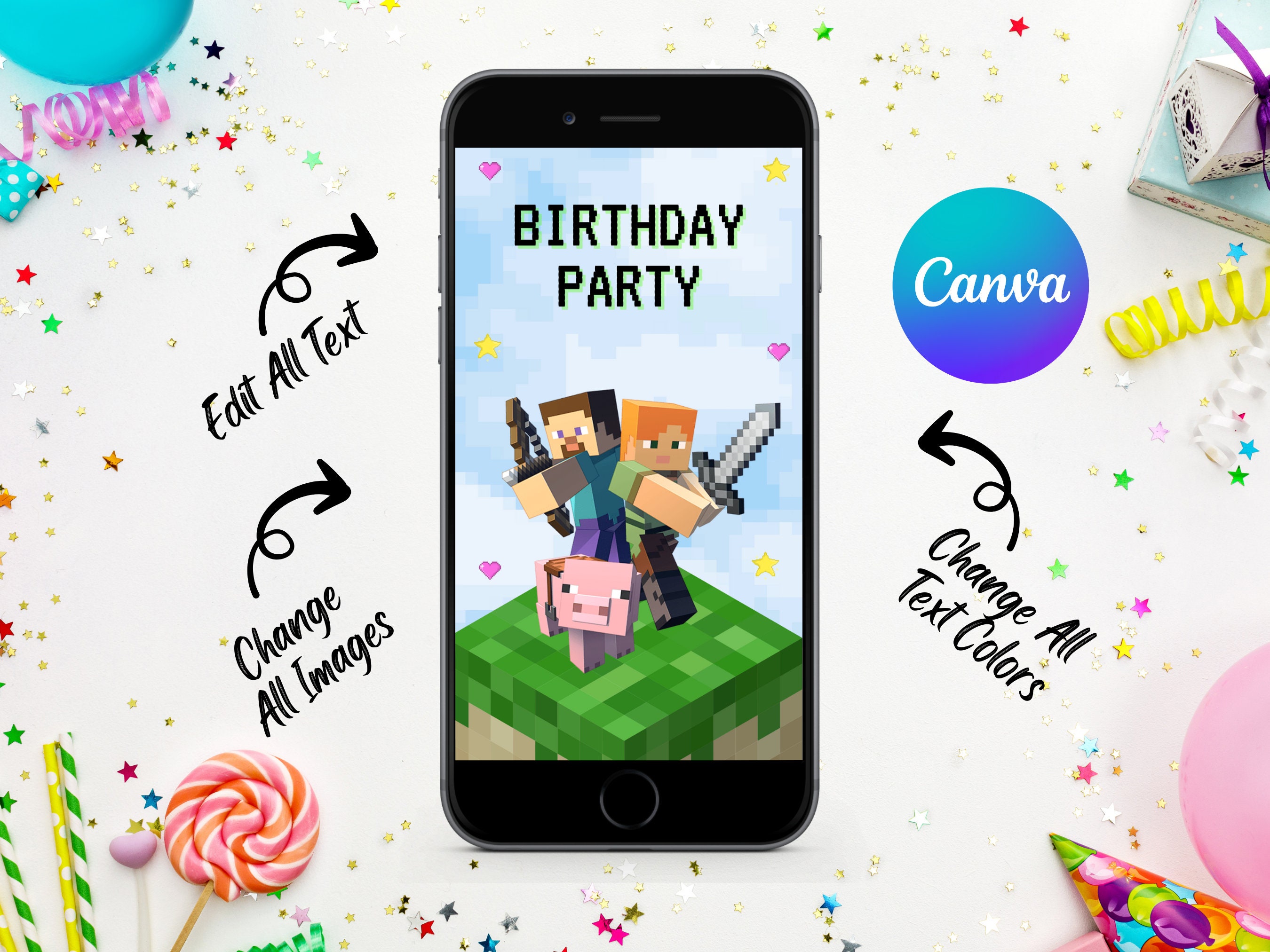 Animated Birthday Invitation, Minecraft Video Invitation, Minecraft ...