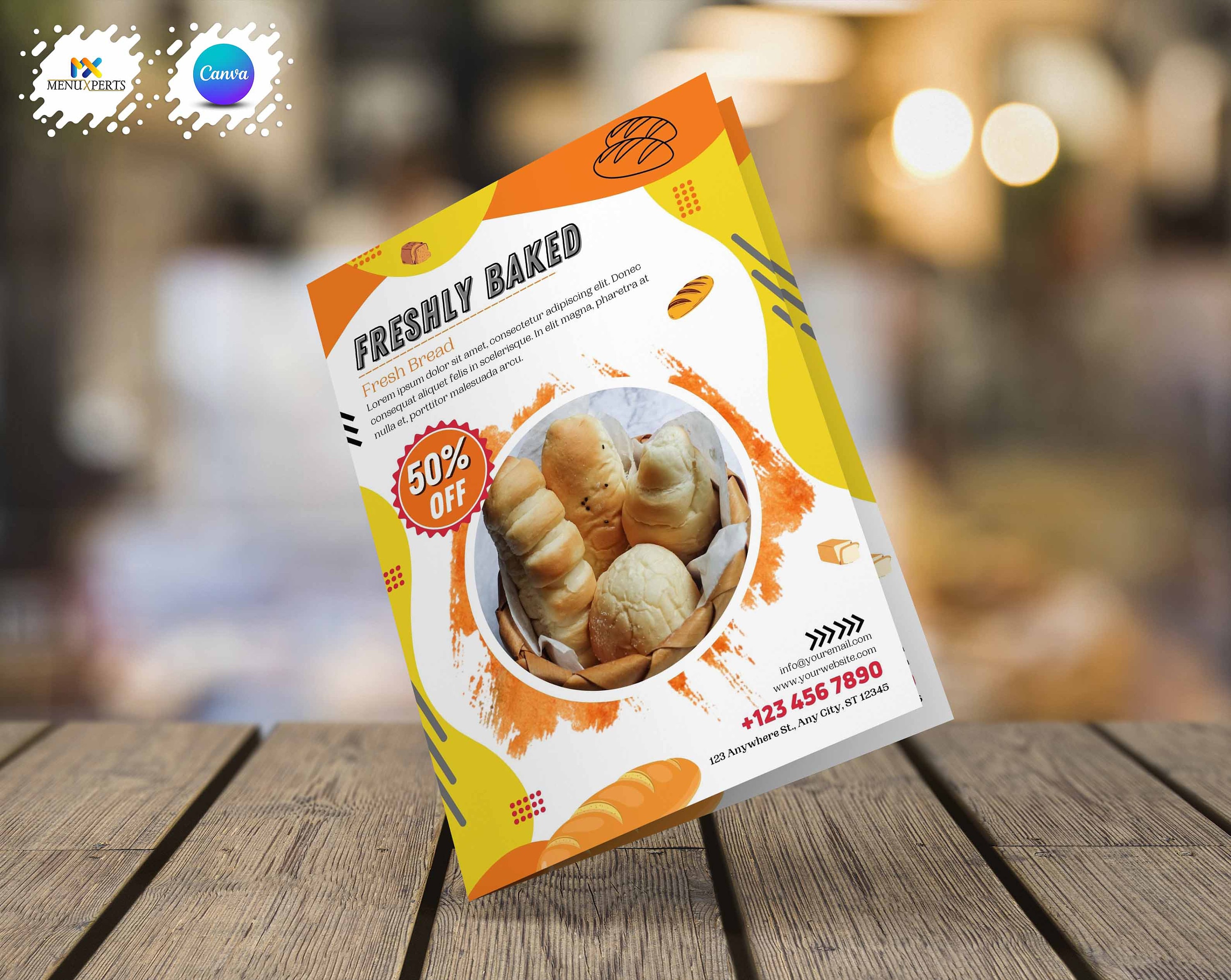 Freshly Baked Food Flyer Template, Food Menu Flyer Template for Canva ...