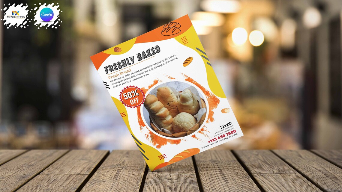 Freshly Baked Food Flyer Template, Food Menu Flyer Template for Canva ...