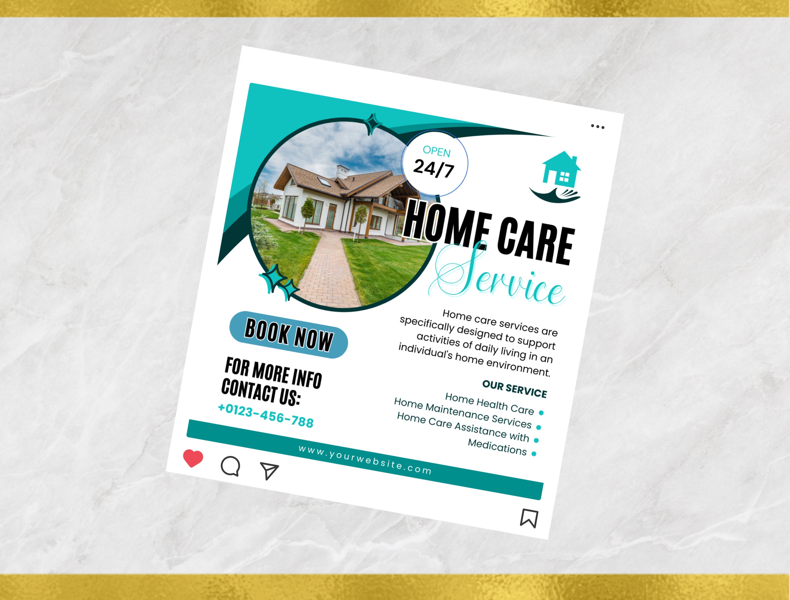Home Care Service Flyer, Care Service Flyer, Premade Caregiving Flyer ...
