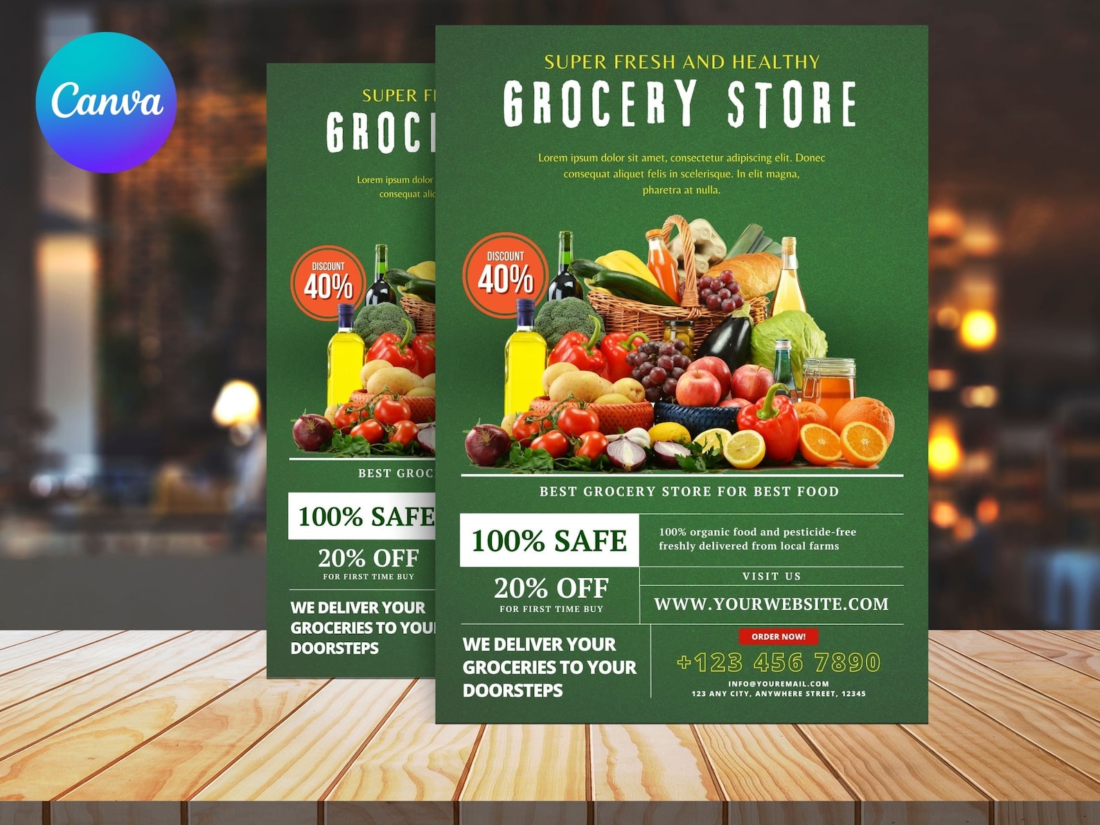 Grocery Store Flyer, DIY Canva Grocery Store Flyer Template, Editable ...
