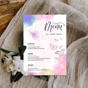 Butterfly Wedding Menu Template Wedding Planning Canva Menu Minimal ...