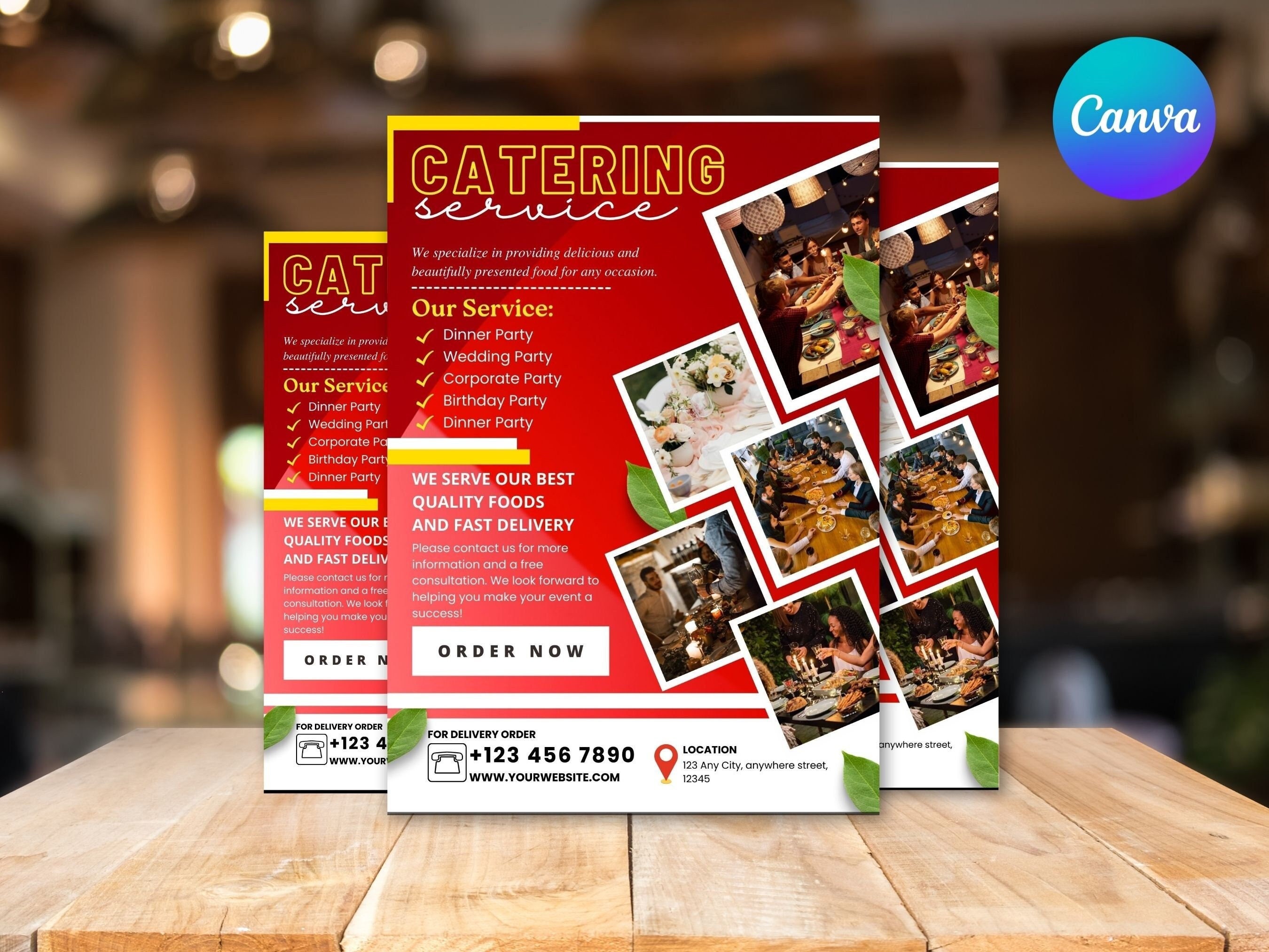 Editable Catering Service Flyer, Restaurant Cater Flyer, Premade Cater ...