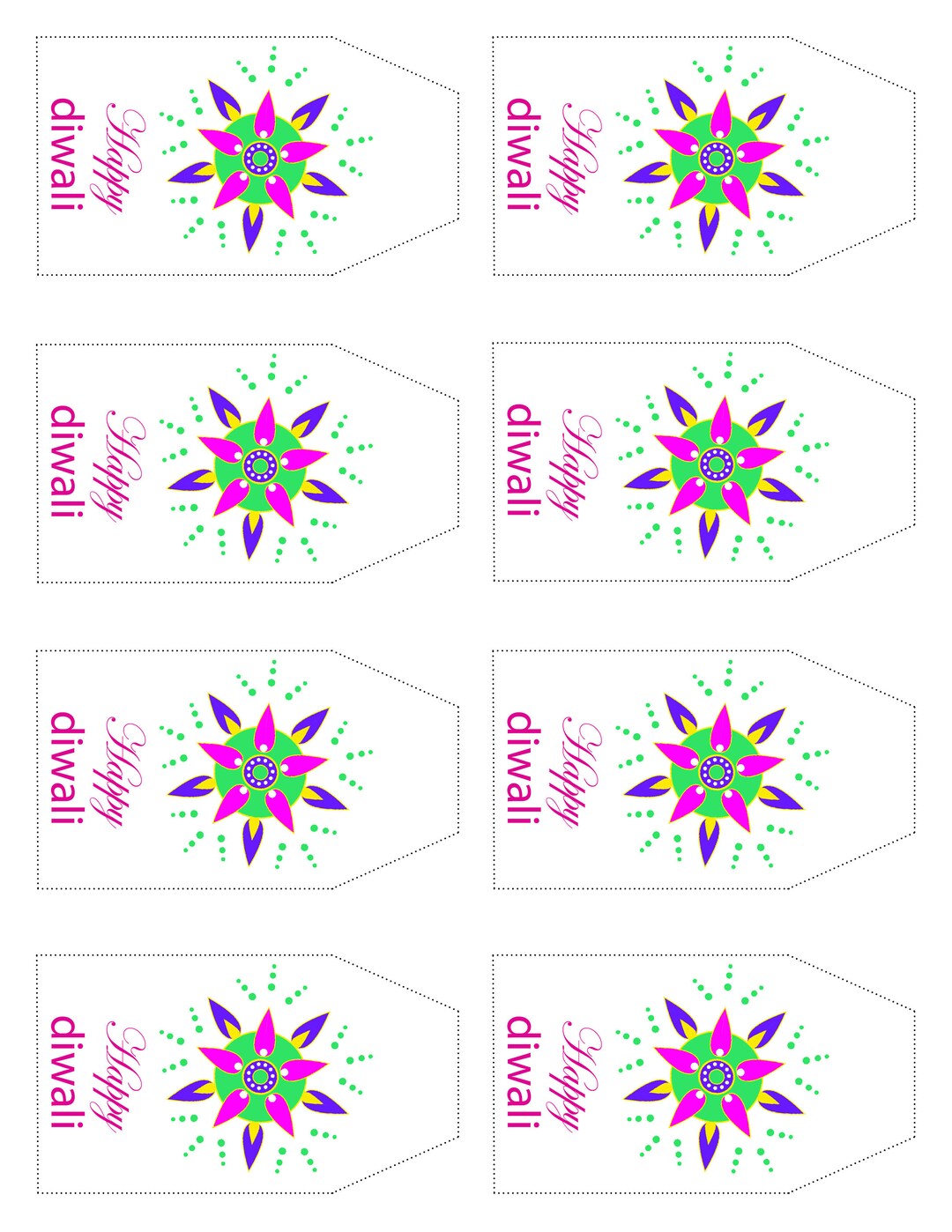 Happy Diwali Gift Tag, Deepawali Gift Tags, Rangoli Tag, Indian ...