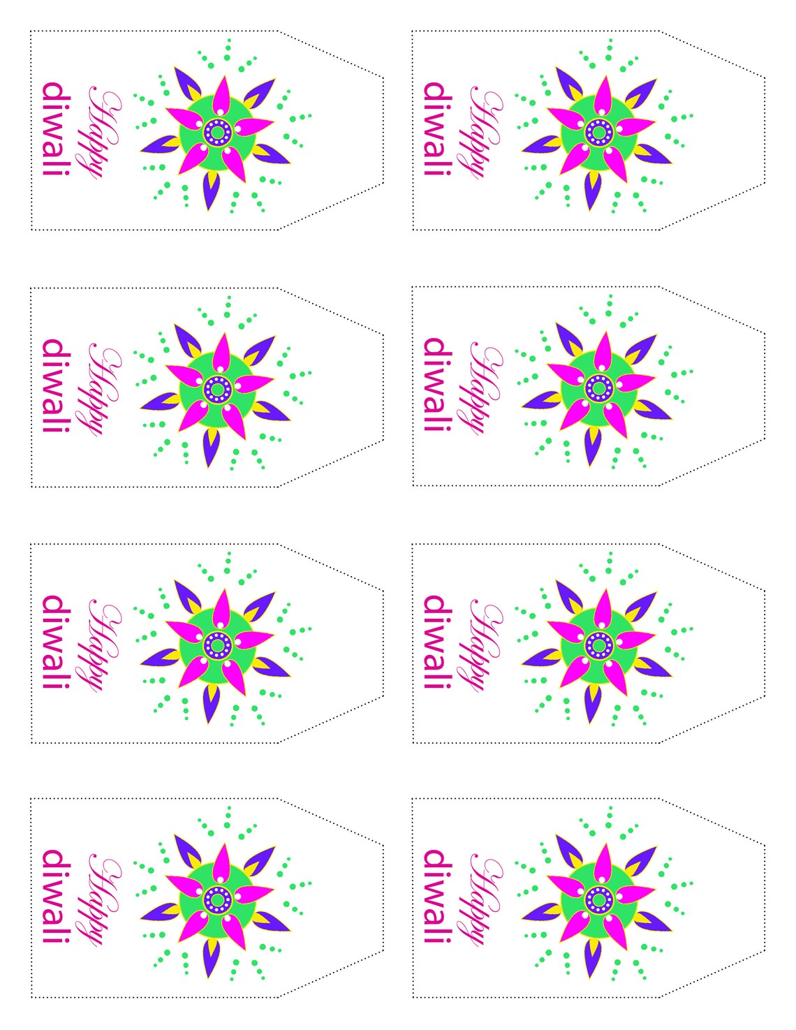 Happy Diwali Gift Tag, Deepawali Gift Tags, Rangoli Tag, Indian ...