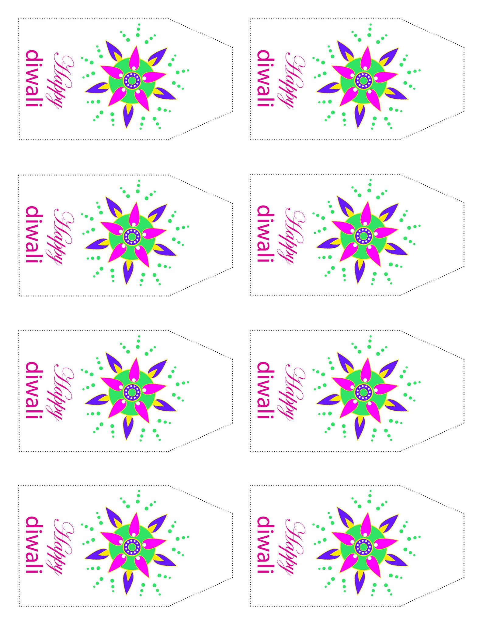 Happy Diwali Gift Tag, Deepawali Gift Tags, Rangoli Tag, Indian ...