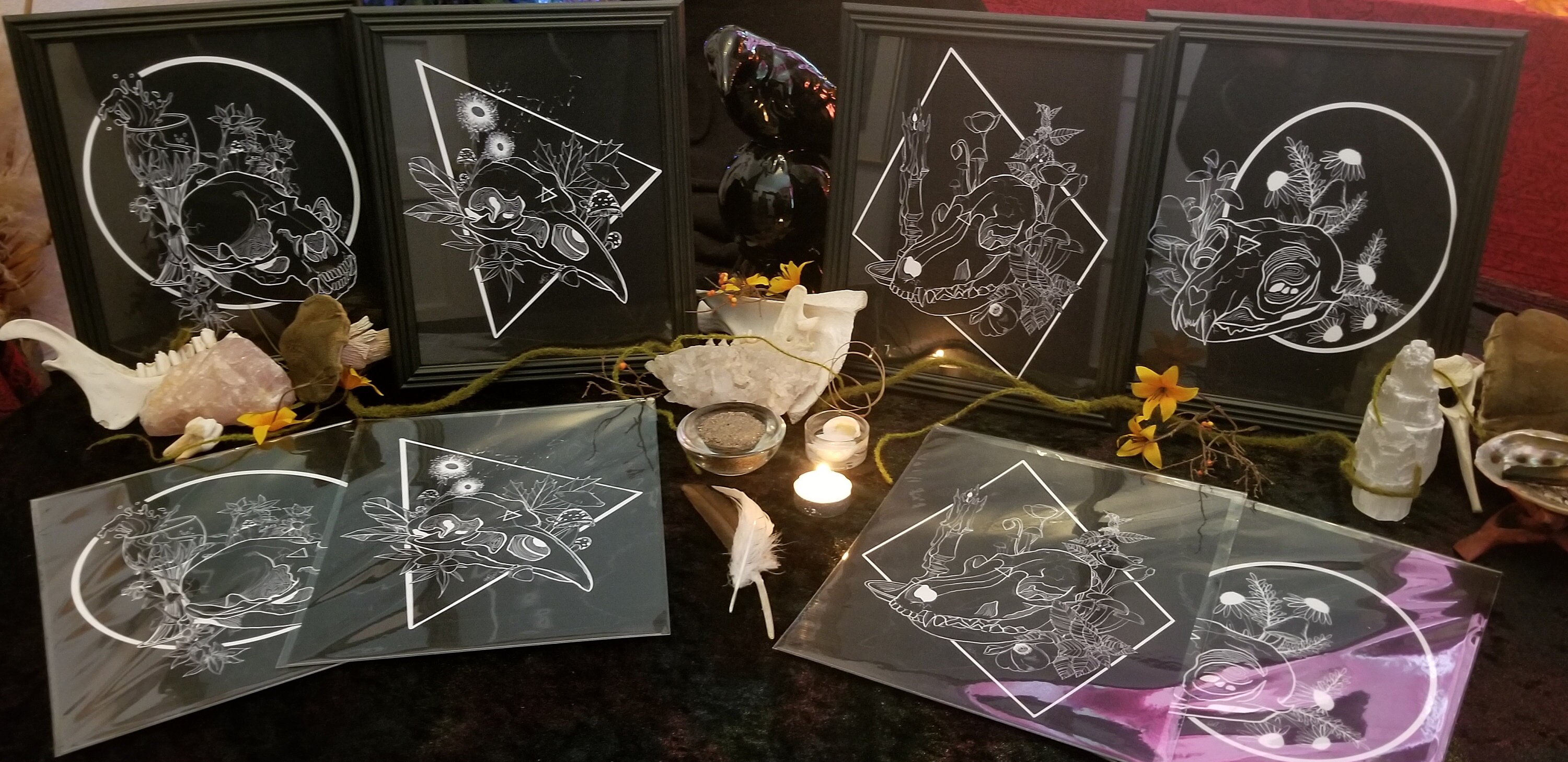 Elemental Cat Skull Limited Edition Illustration, Animal Skull Print ...