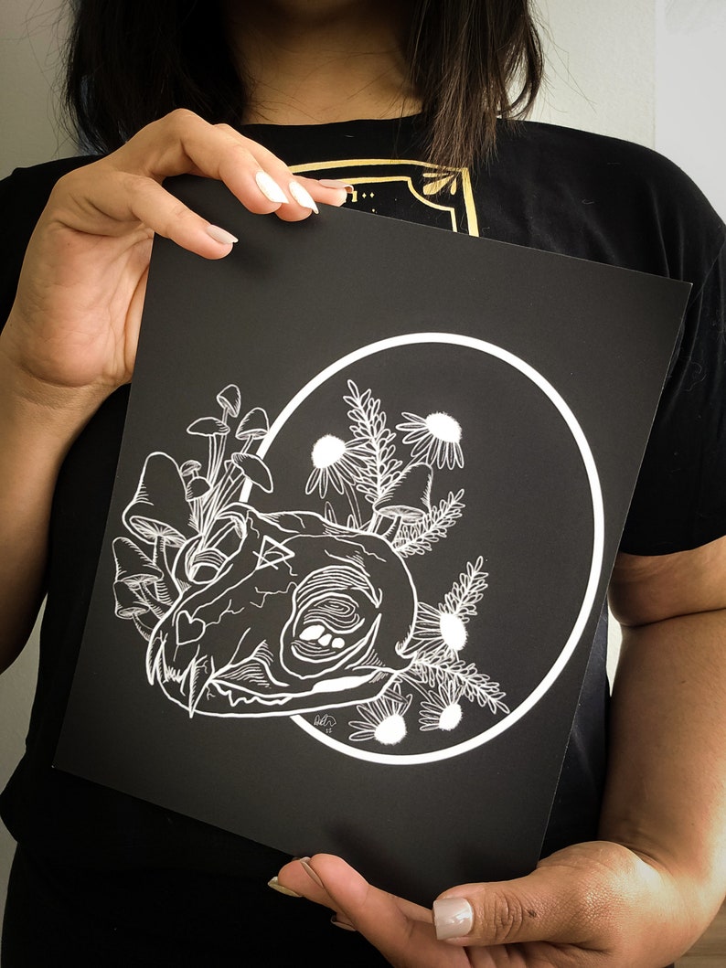 Elemental Cat Skull Limited Edition Illustration, Animal Skull Print ...