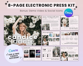 8 Page Music Electronic Press Kit, EPK for Musicians, Artist Media Kit ...