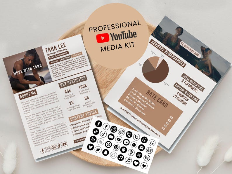 Youtube Media Kit Canva Template Youtuber Press Kit Youtube Channel ...