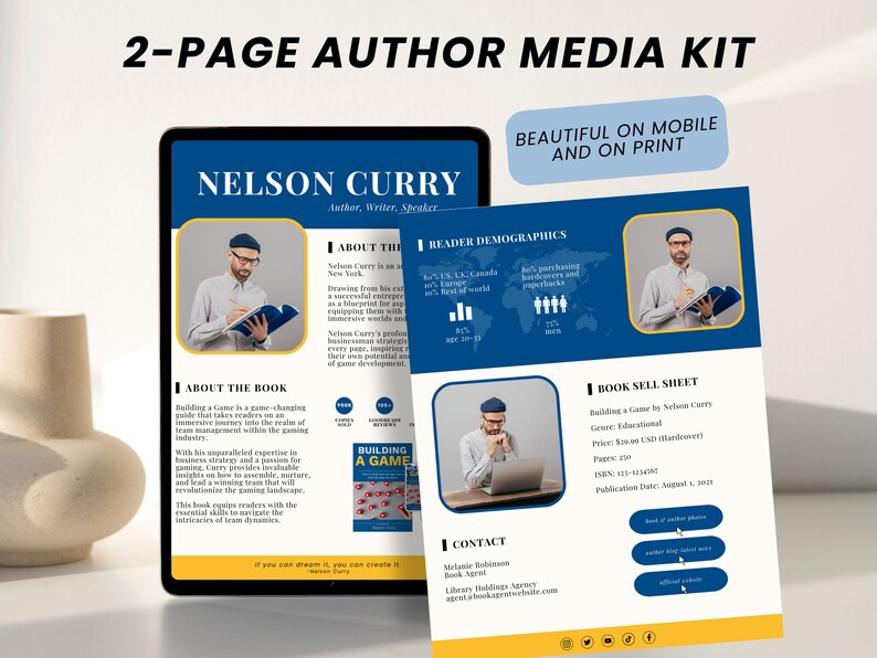 2-page Author Press Kit Canva Template, Author Media Kit, Book ...