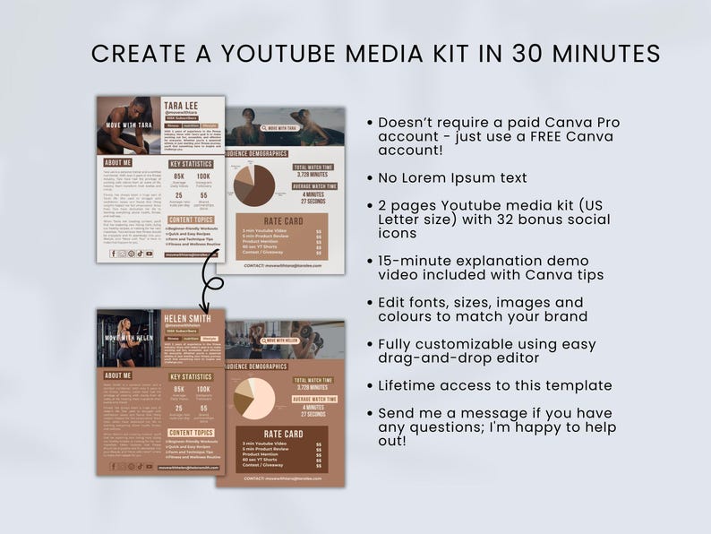 Youtube Media Kit Canva Template Youtuber Press Kit Youtube Channel ...