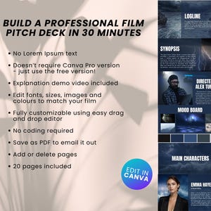 20 Page Film Pitch Deck Canva Template TV Pitch Deck Movie Pitching ...