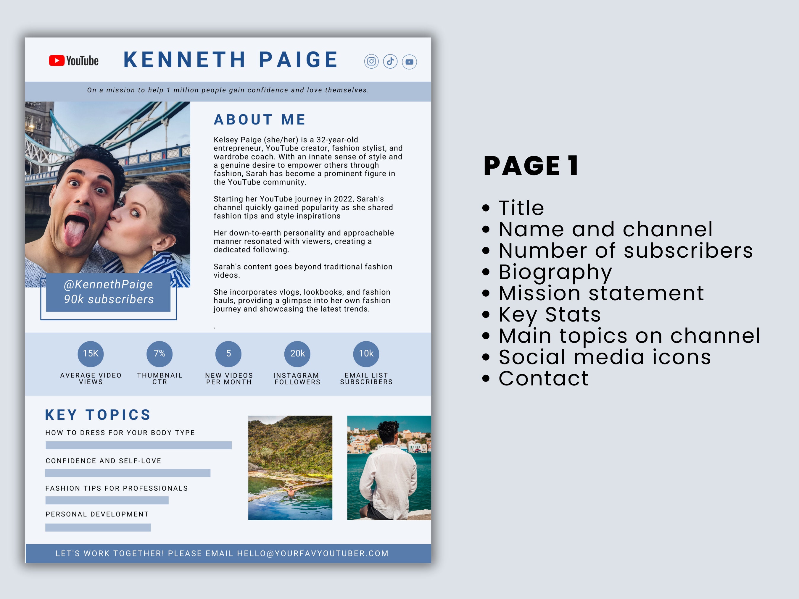 Youtube Media Kit Canva Template Youtuber Press Kit Youtube - Etsy