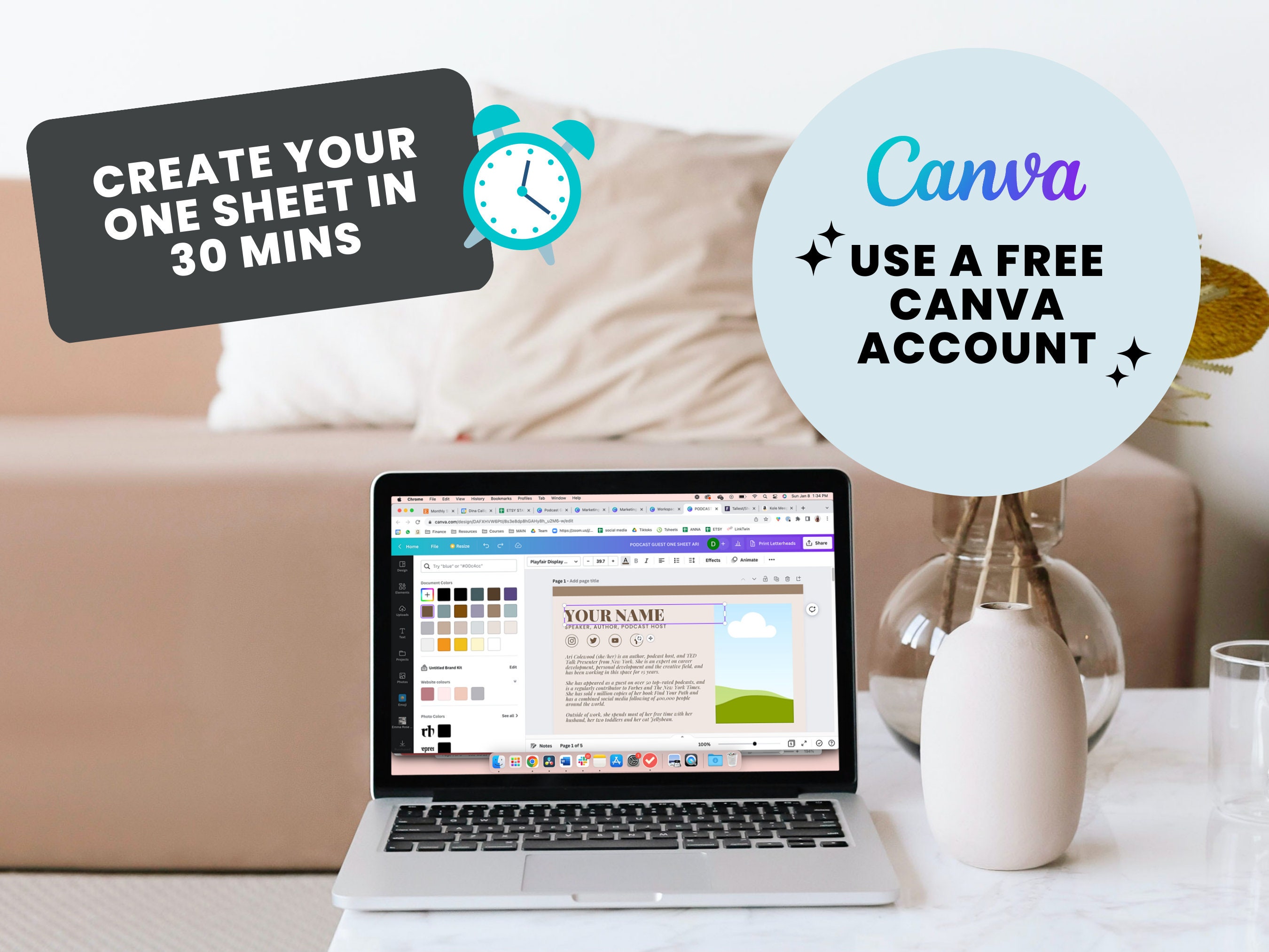 Podcast Guest One Sheet Template, Podcast Guest Template, Speaker Sheet ...