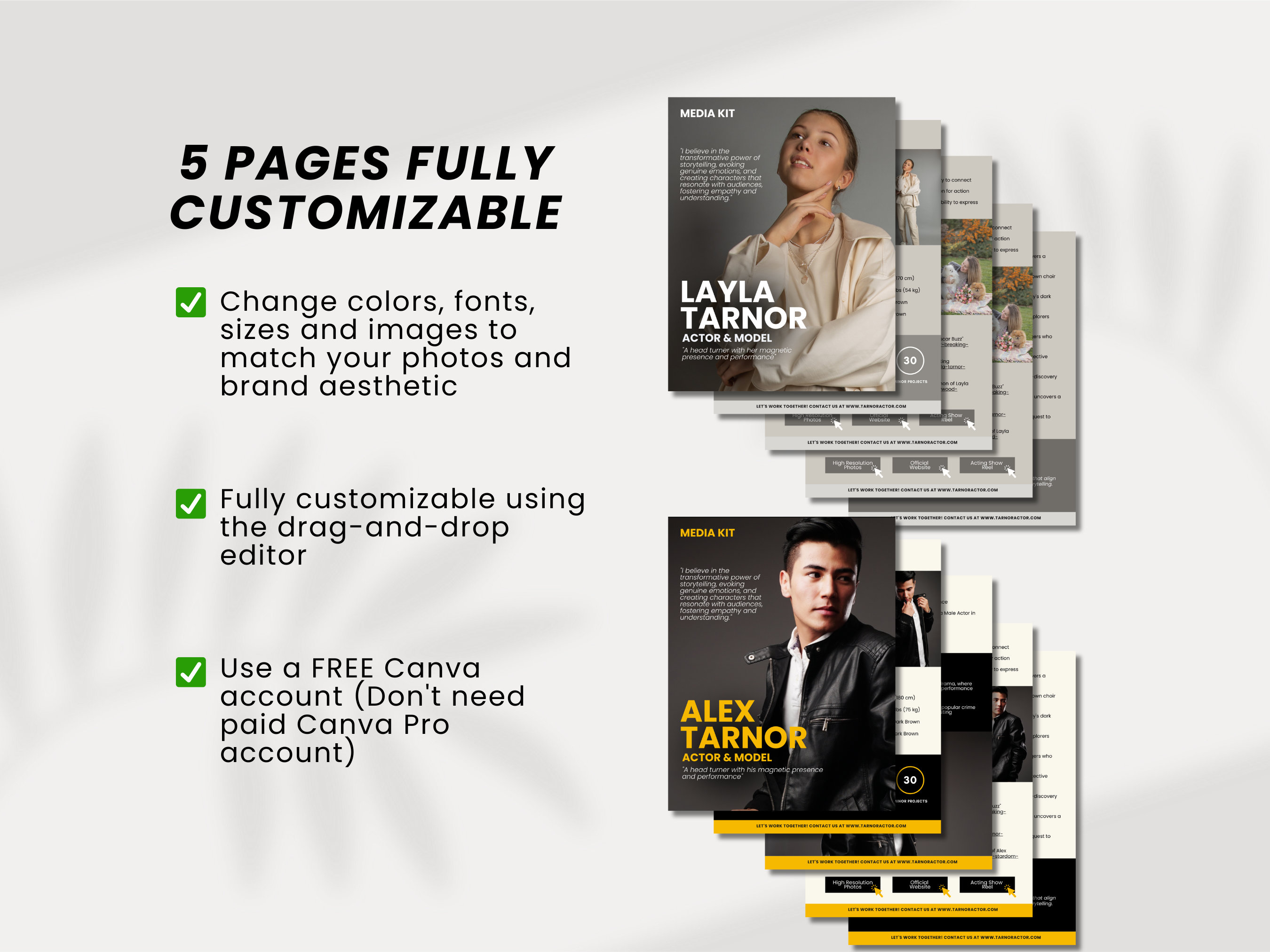 5-page Actor Media Kit Canva Template Actor Press Kit EPK for Actors ...